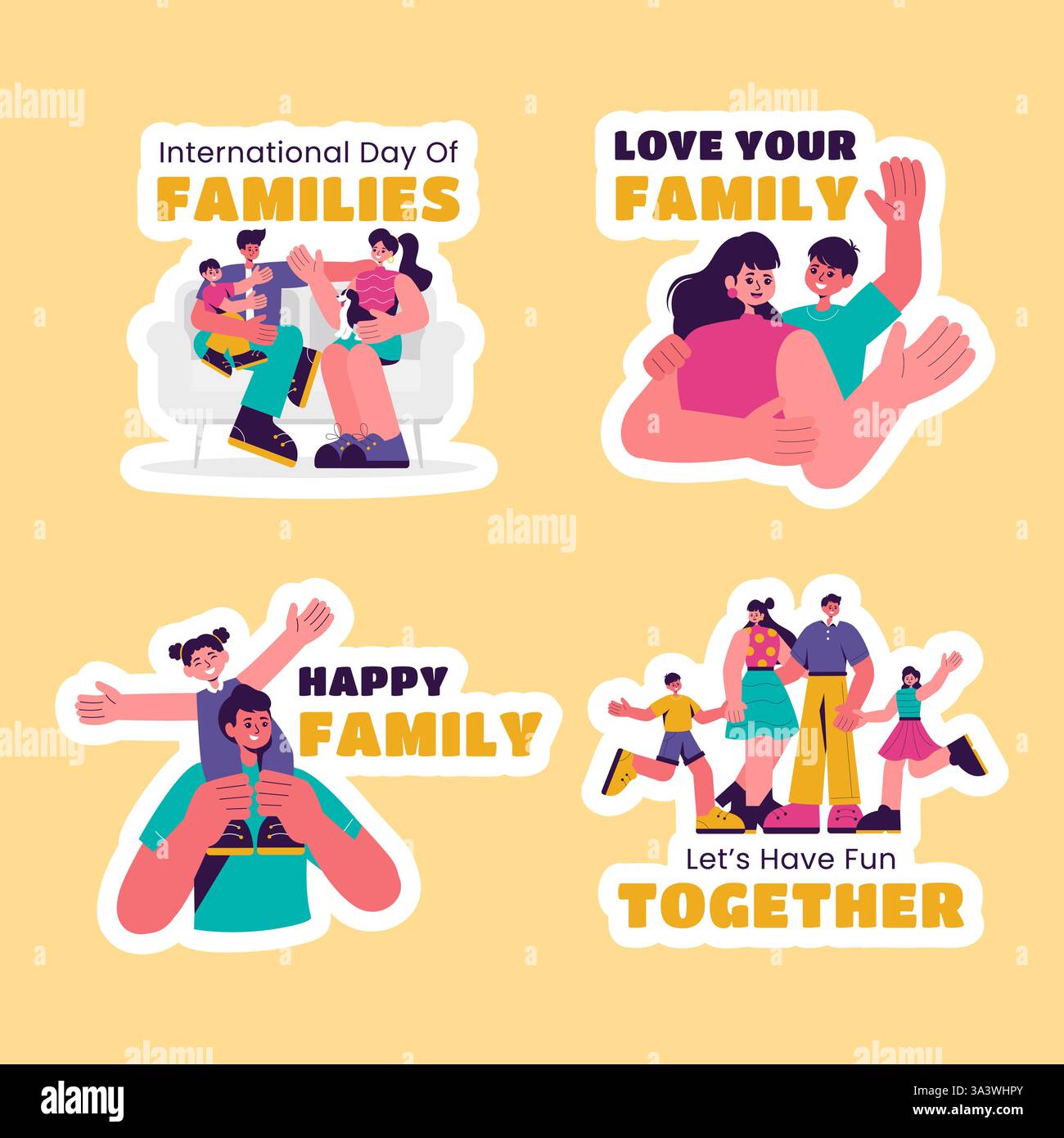 International Day of Families Social Media Label Illustration with Flat ...