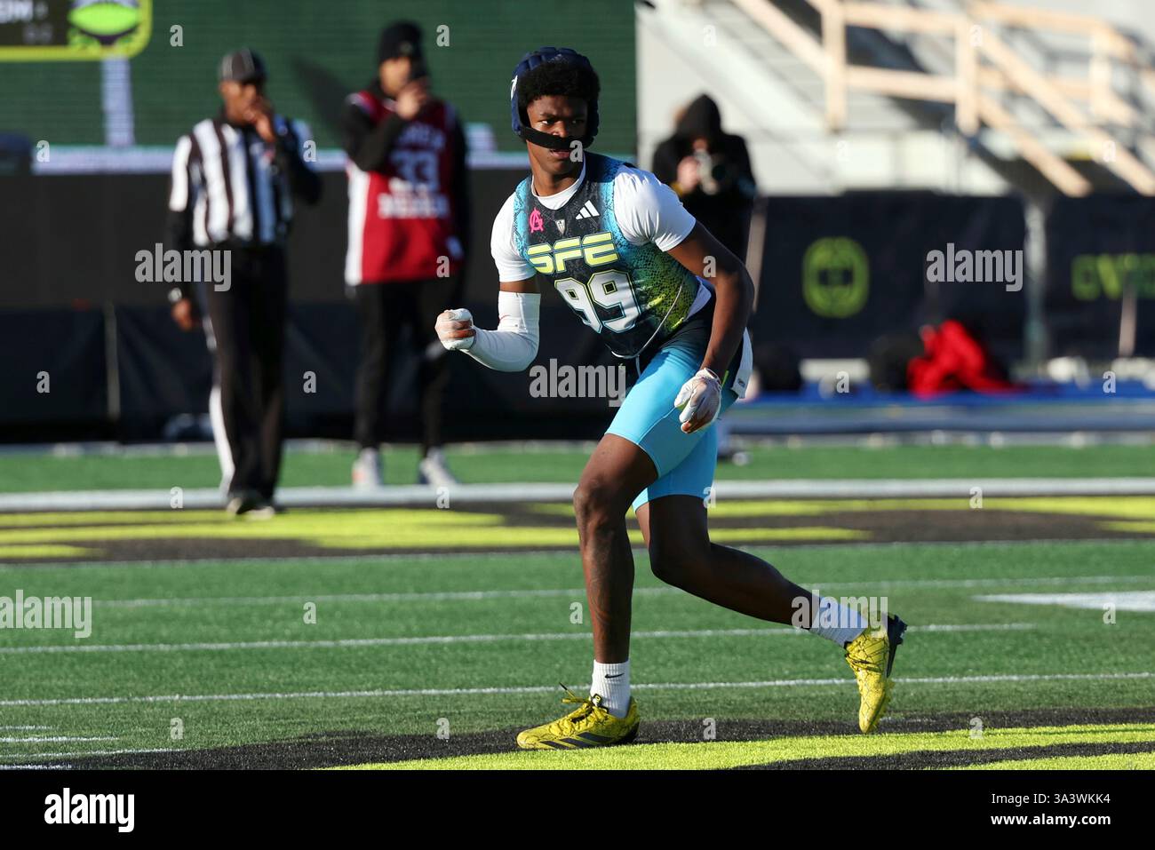 SFE safety Chace Calicut (99) is seen on the field against the Midwest ...
