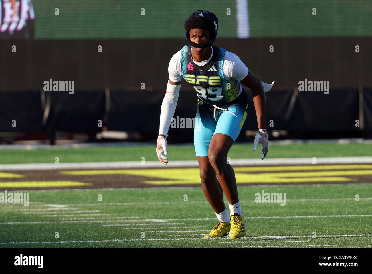 SFE safety Chace Calicut (99) is seen on the field against the Midwest ...