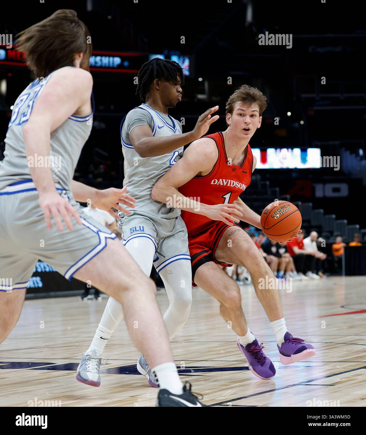 March 13, 2025: Davidson Wildcats Forward #1 Reed Bailey eyes a ...