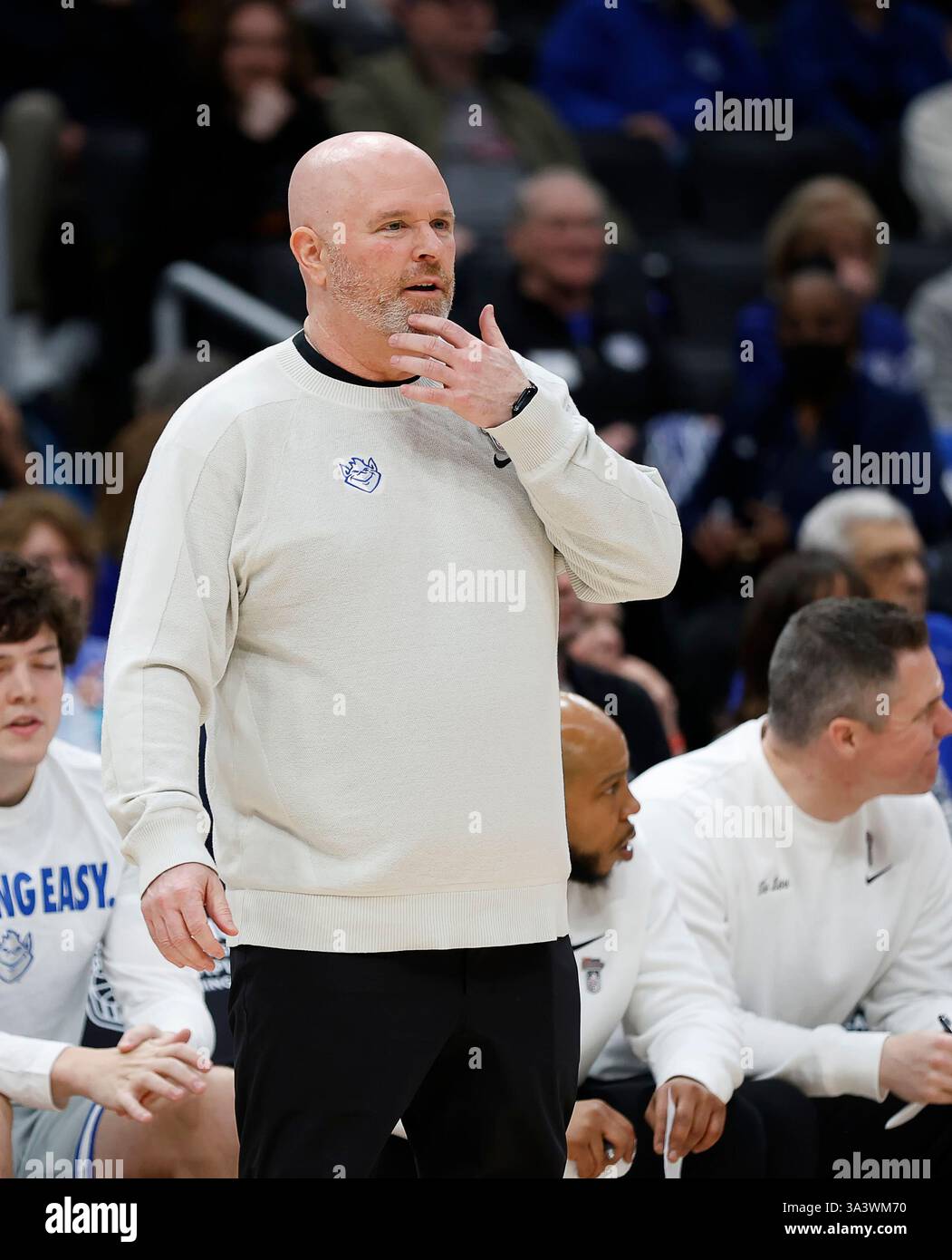 March 13, 2025: Saint Louis Billikens Head Coach Josh Schertz during an ...