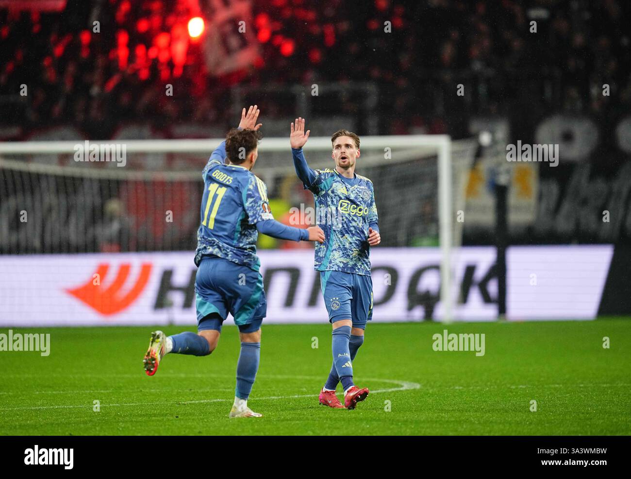 March 13 2025: Kenneth Taylor of Ajax Amsterdam scores and celebrates ...