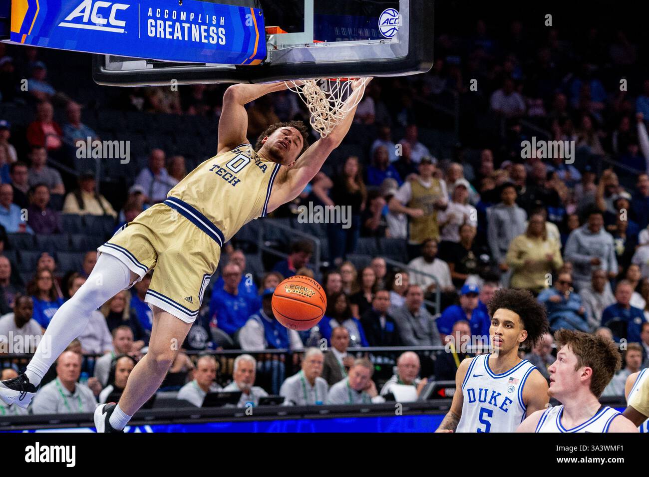 March 13, 2025: Georgia Tech Yellow Jackets guard Lance Terry (0) dunks ...