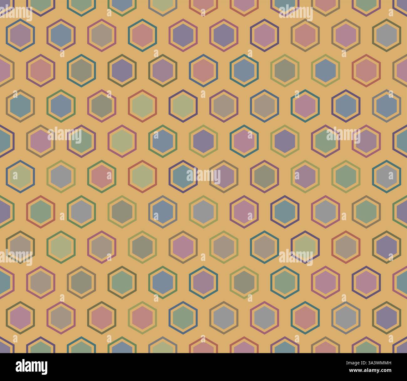 Seamless geometric pattern. Hexagon bold mosaic cell with padding and ...
