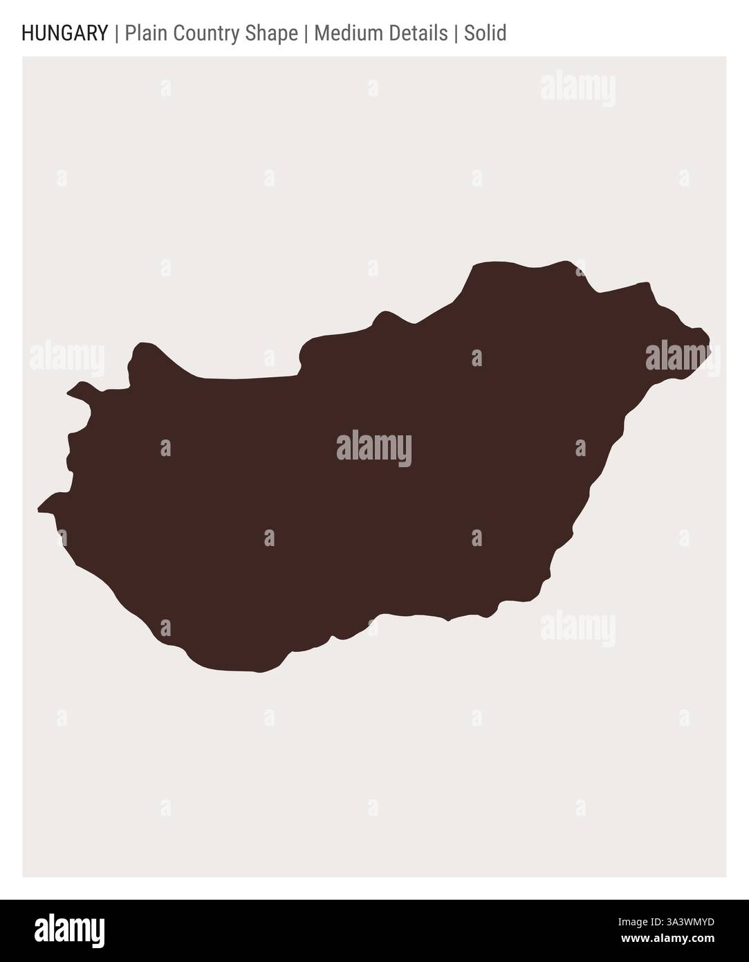 Hungary plain country map. Medium details. Solid style. Shape of ...