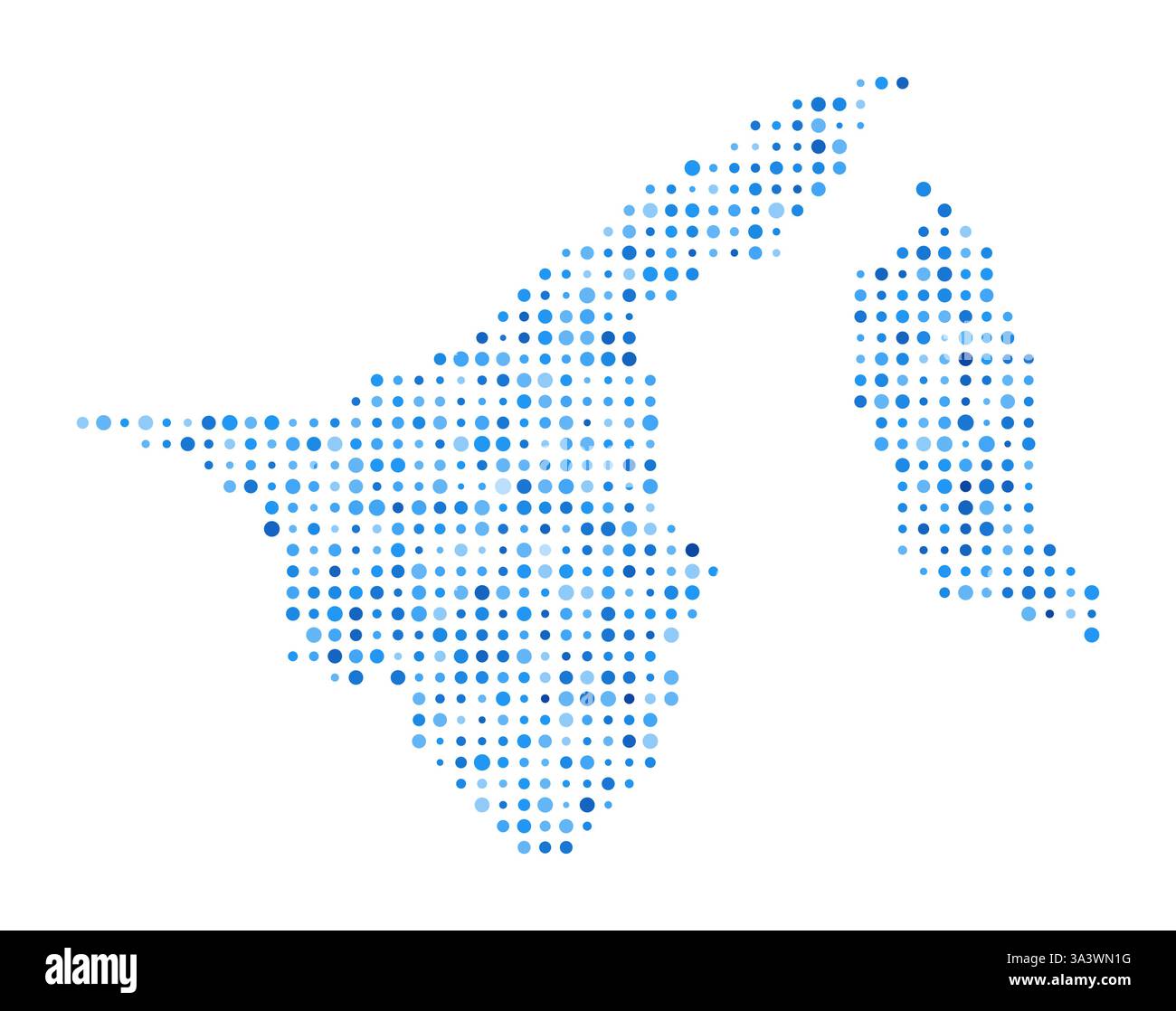 Brunei Dot Map. Country Digital Style Shape. Brunei vector image. Country shape blue circular ...