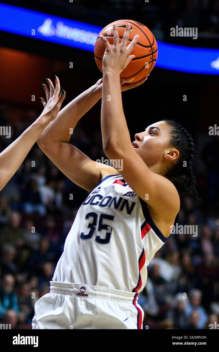 March 9, 2025: UConn Huskies guard Azzi Fudd (35) shoots the ball ...
