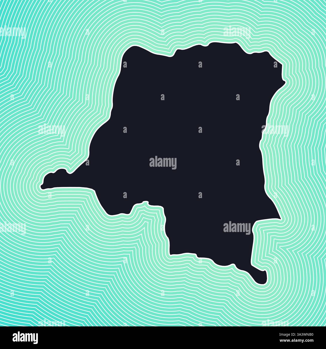 DR Congo map icon. Country shape on radiant striped gradient background ...