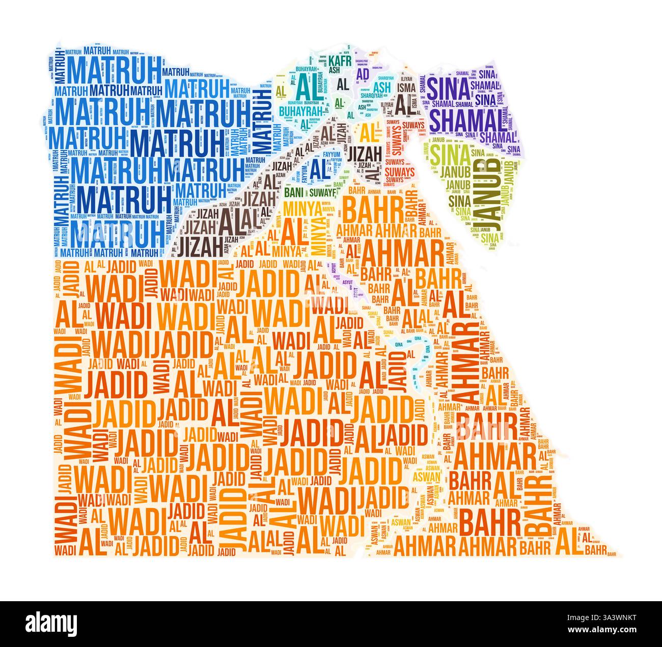 Egypt region word cloud. Country shape design. Egypt colored ...
