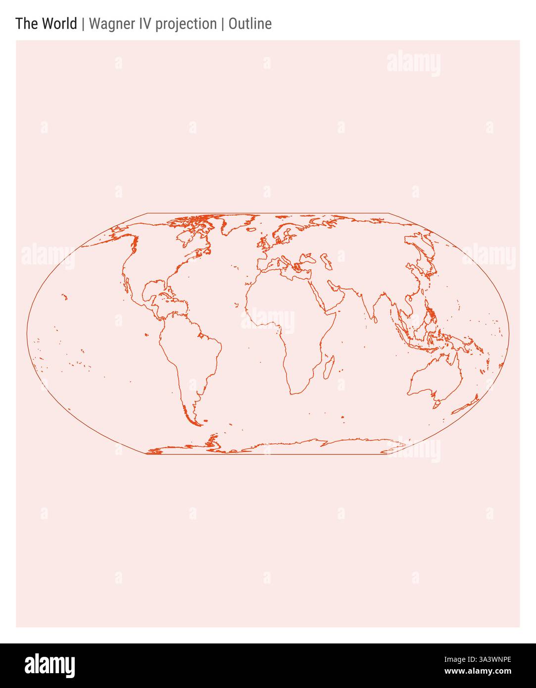 World Map Wagner Iv Projection Outline Style High Detail World Map For Infographics