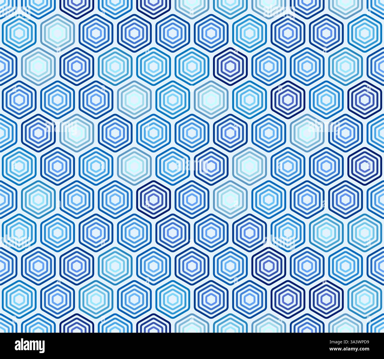 Honeycomb hexagon cells background. Blue color tones gradients. Bold stacked rounded hexagons ...