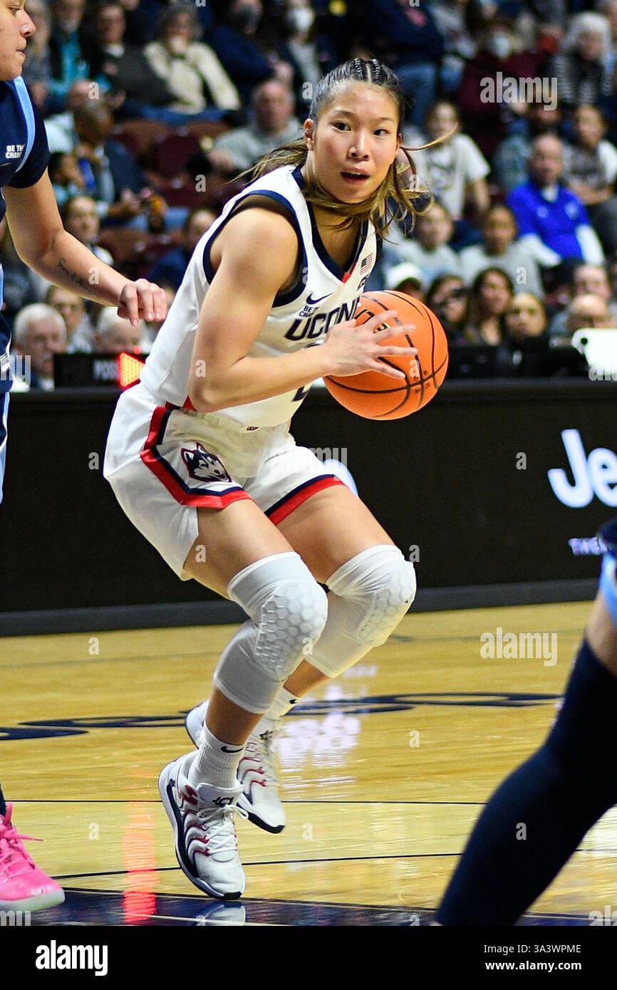 March 9, 2025: UConn Huskies guard Kaitlyn Chen (20) handles the ball ...