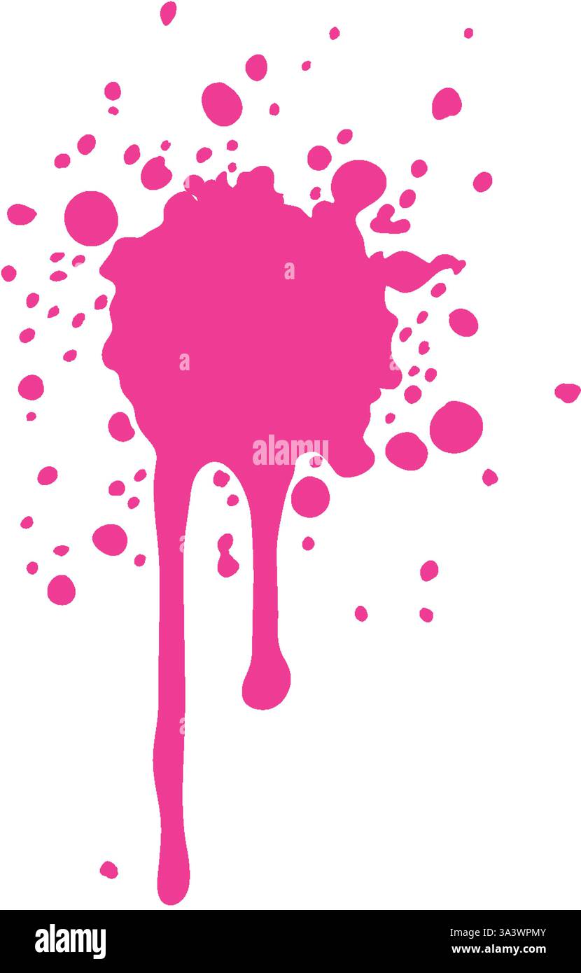 Dynamic vector illustration of a bright pink paint splatter, showcasing ...