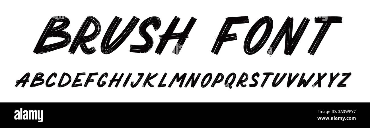 Brush font letter alphabet. Hand drawn typography chalk paint font ...