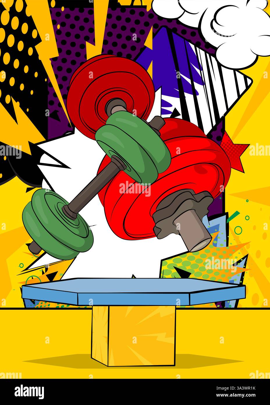 Comic Book Product podium stage for mockup presentation with Dumbbell ...
