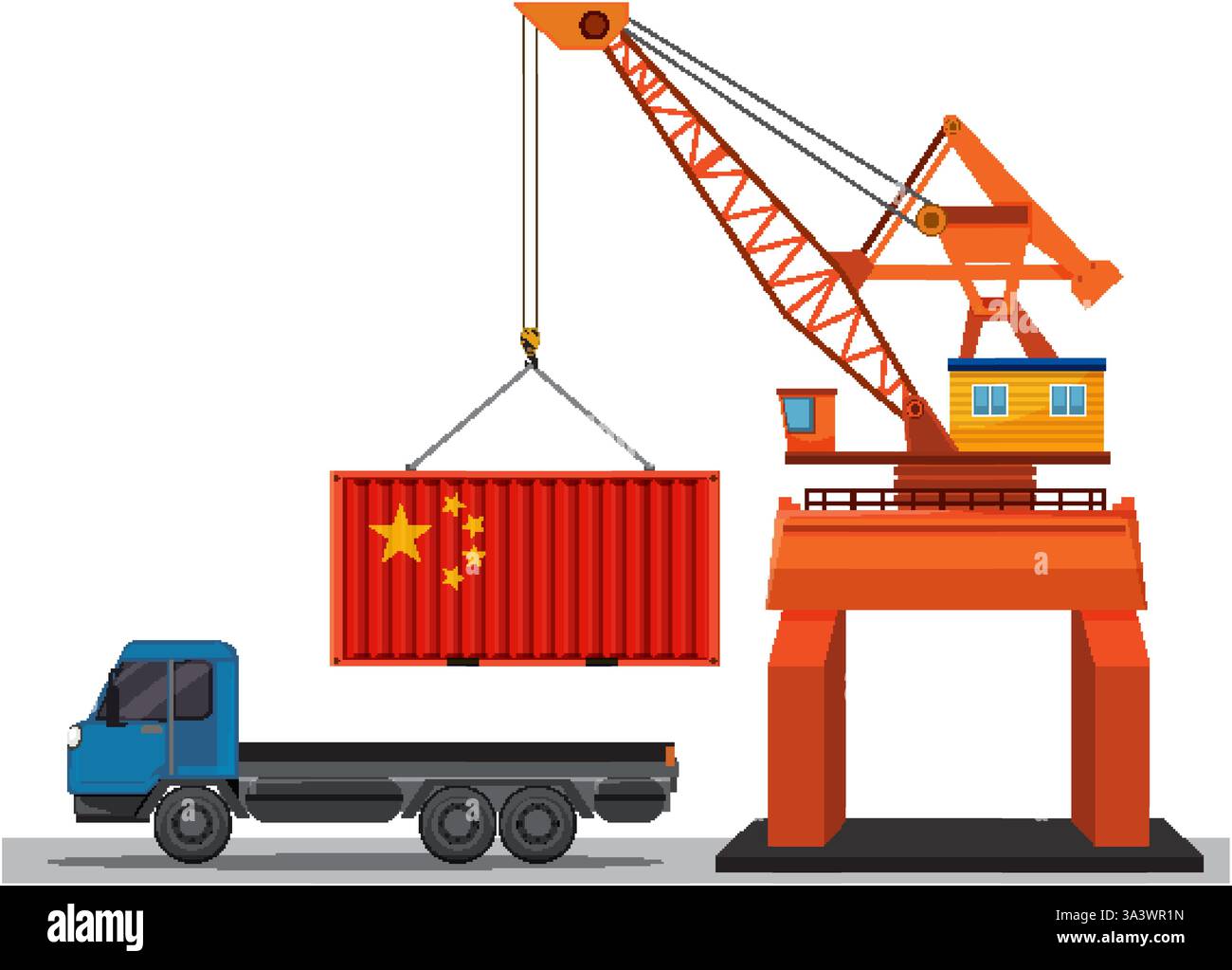 Crane loading container onto truck at port Stock Vector Image & Art - Alamy
