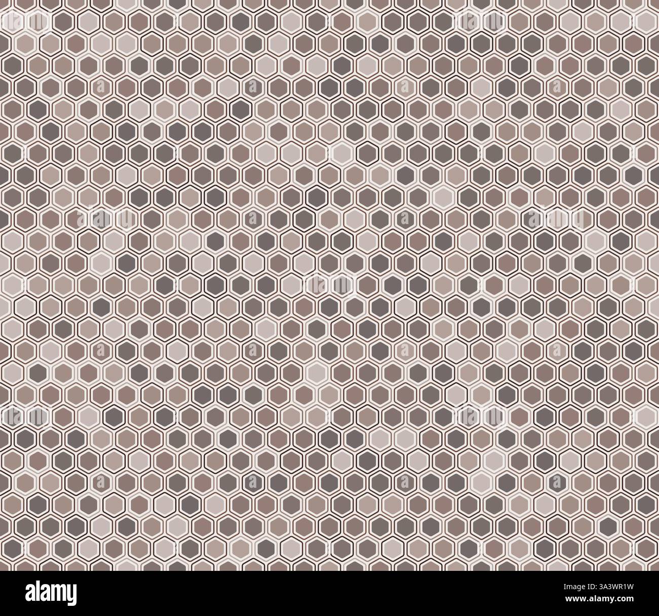 Abstract mosaic background. Bold rounded hexagons mosaic pattern with inner solid cells. Brown ...