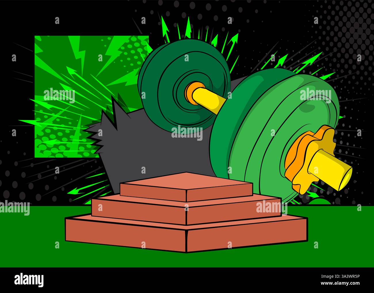 Comic Book Product podium stage for mockup presentation with Dumbbell ...