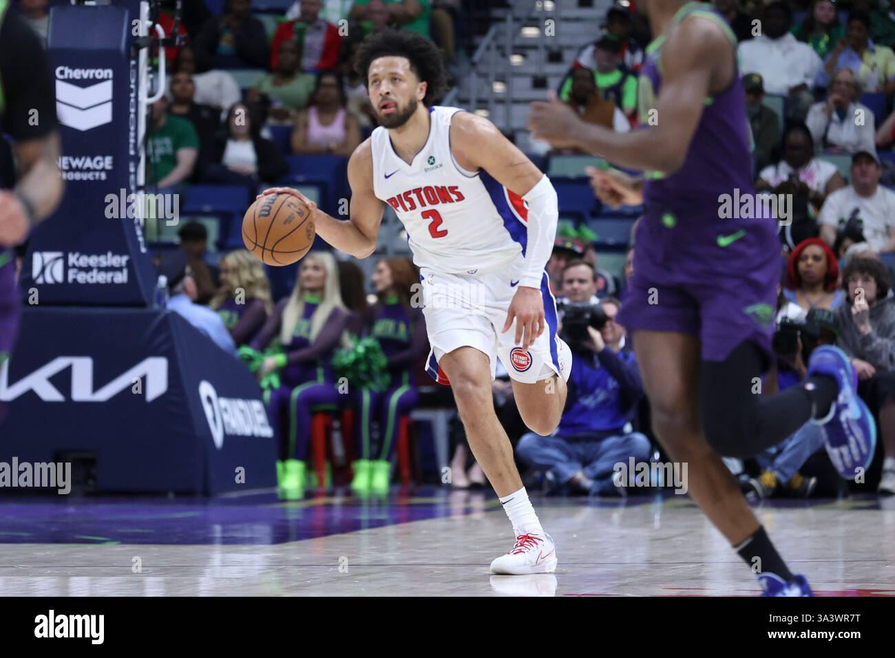 Detroit Pistons guard Cade Cunningham (2) brings the ball upcourt in ...
