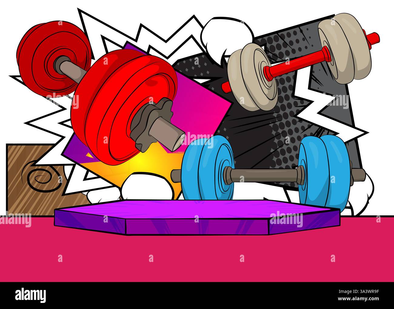 Comic Book Product podium stage for mockup presentation with Dumbbell ...