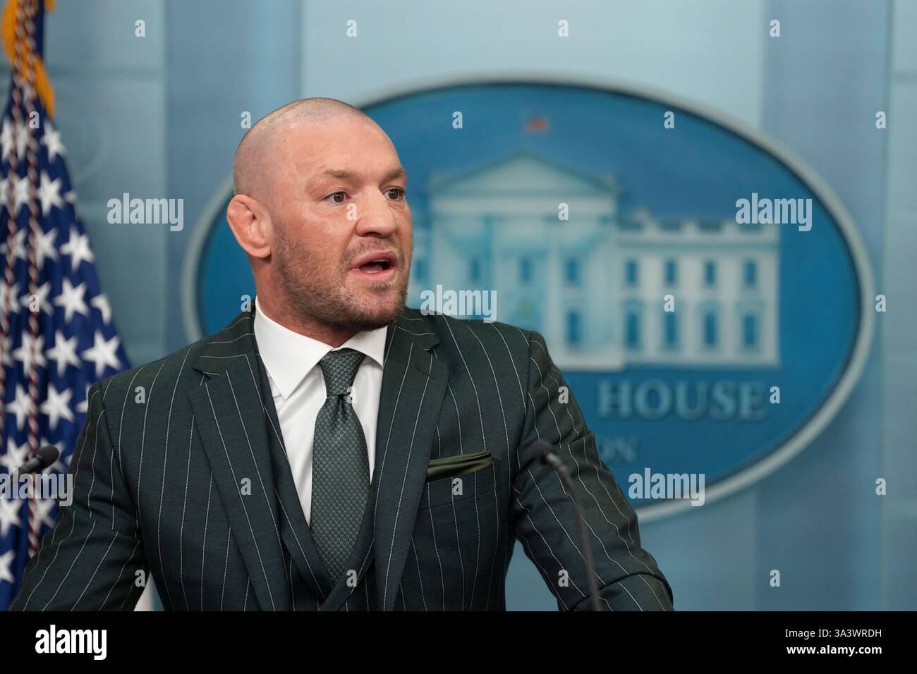 Irish boxer and mixed martial arts fighter Conor McGregor speaks to the ...