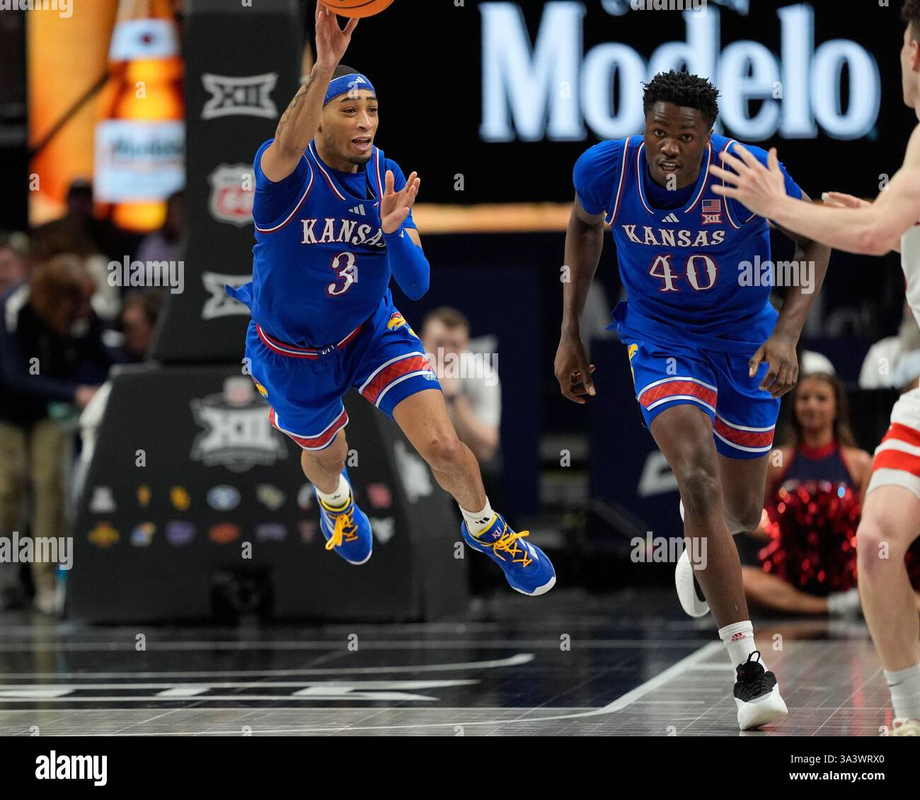 MAR 13 2025: Kansas Jayhawks guard Dajuan Harris Jr. (3) leaves his ...