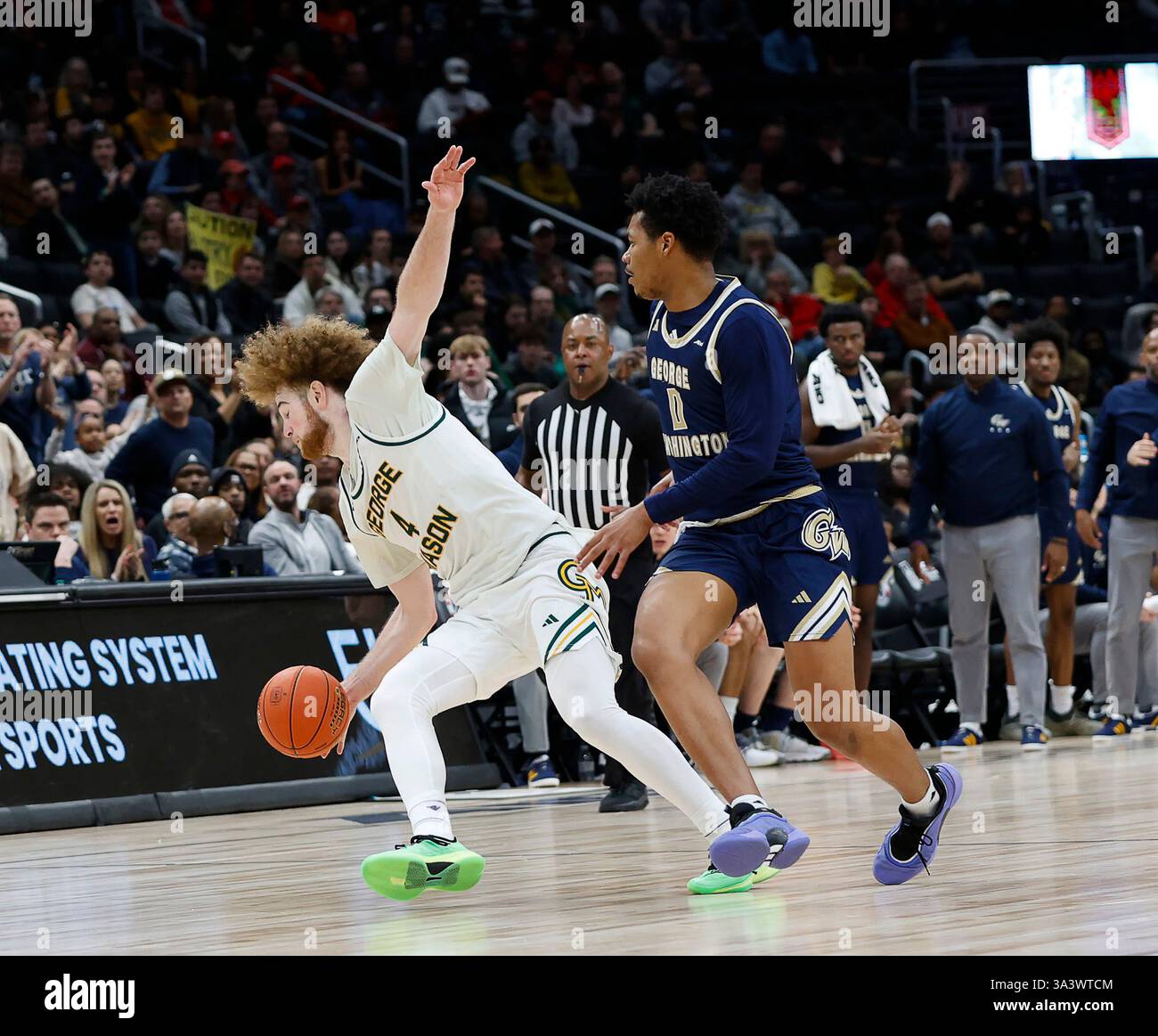 March 14, 2025: George Mason Patriots Guard (4) Brayden O'Connor losses ...