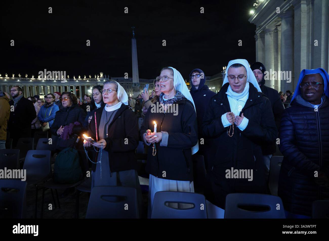 Nuns recite the rosary during the prayer of the Holy Rosary for the ...