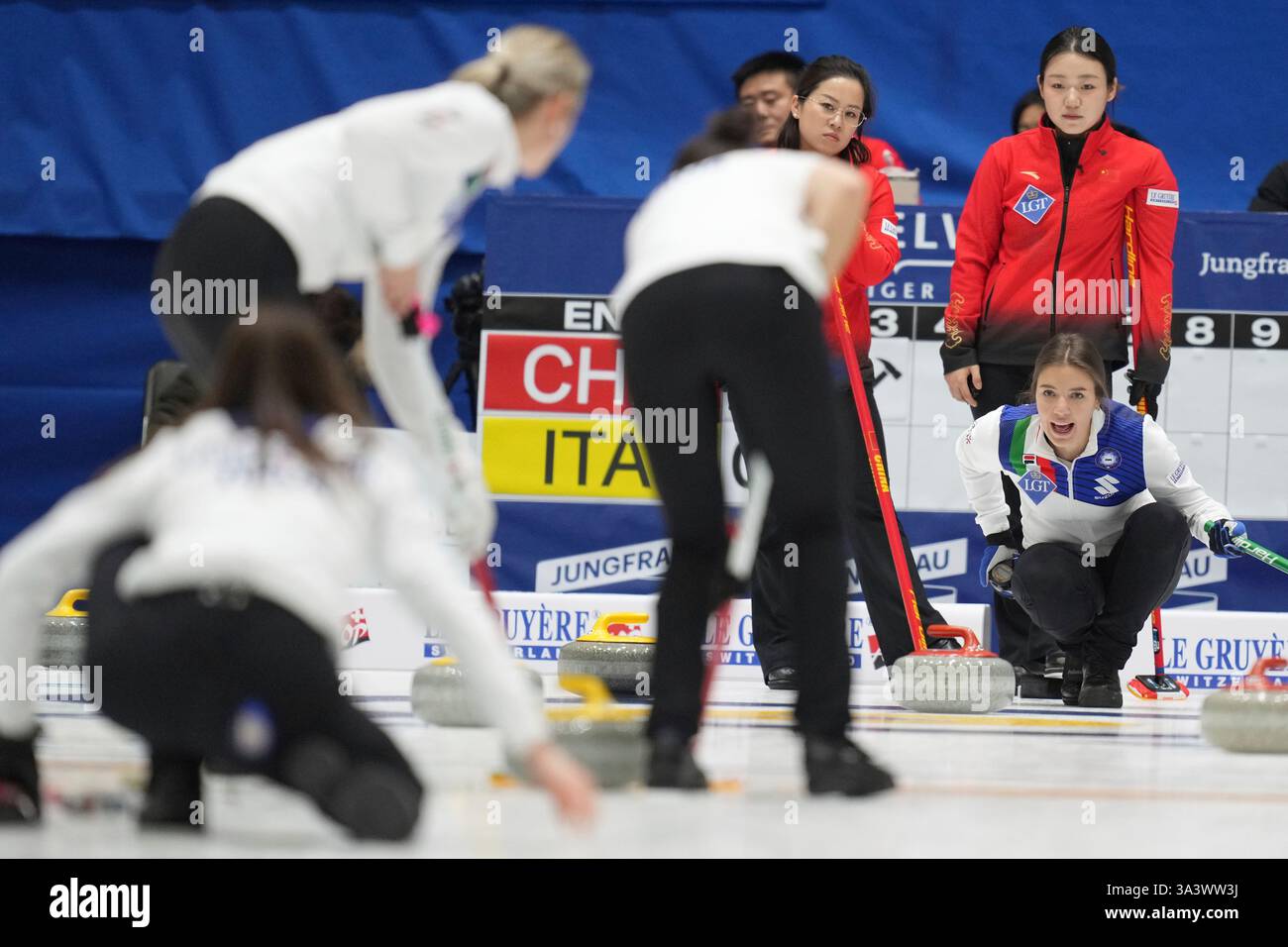 Italy's Giulia Zardini Lacedelli, right, calls the sweep during the ...