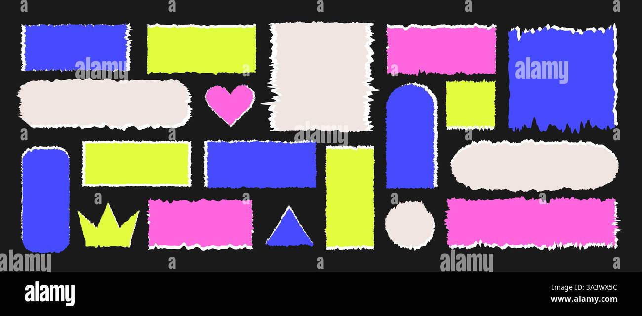 Jagged Rectangle shapes. Set of ripped paper different forms isolated ...