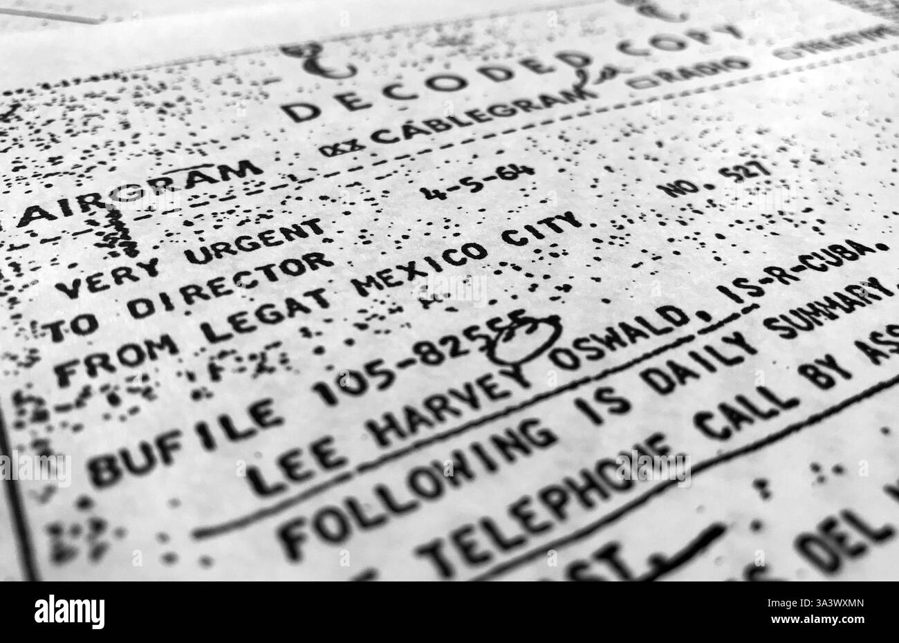 FILE - Part of a file, dated April 5, 1964, details efforts to trace ...