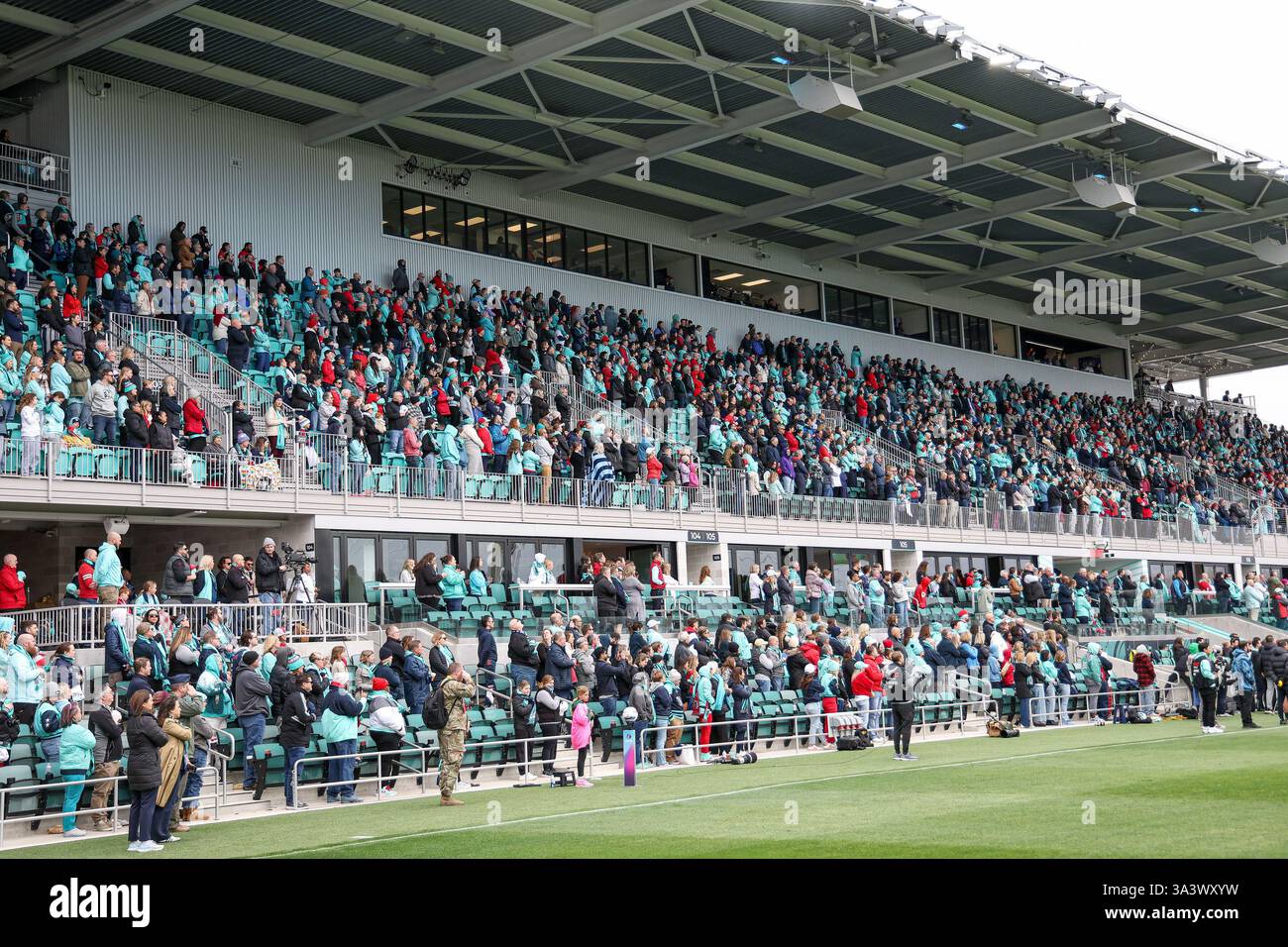 Kansas City, MO, USA. 15th Mar, 2025. Fans stand for the National ...
