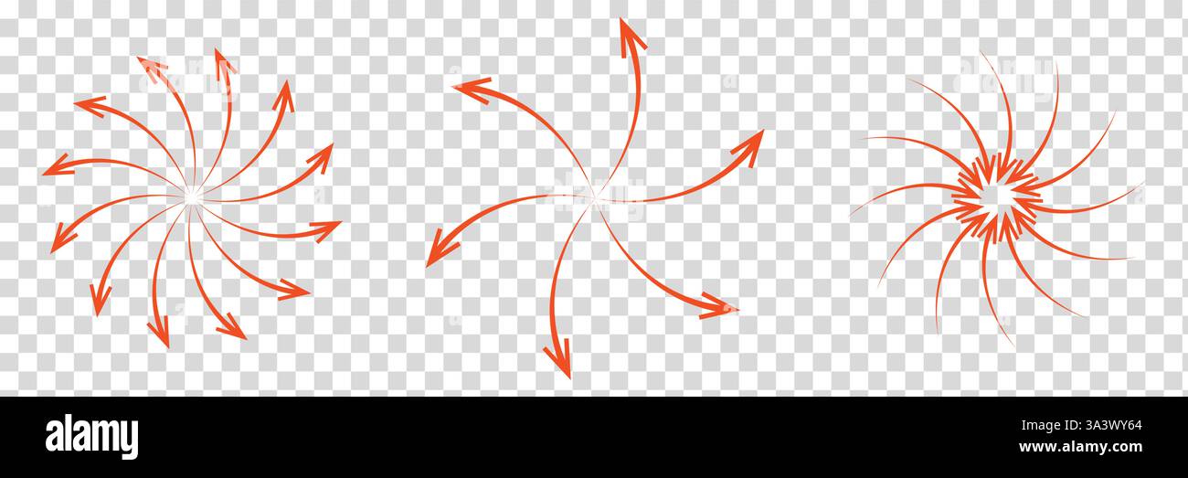 Red arrows pointing to center. Epicenter icons set. Inward arrows collection Stock Vector Image ...