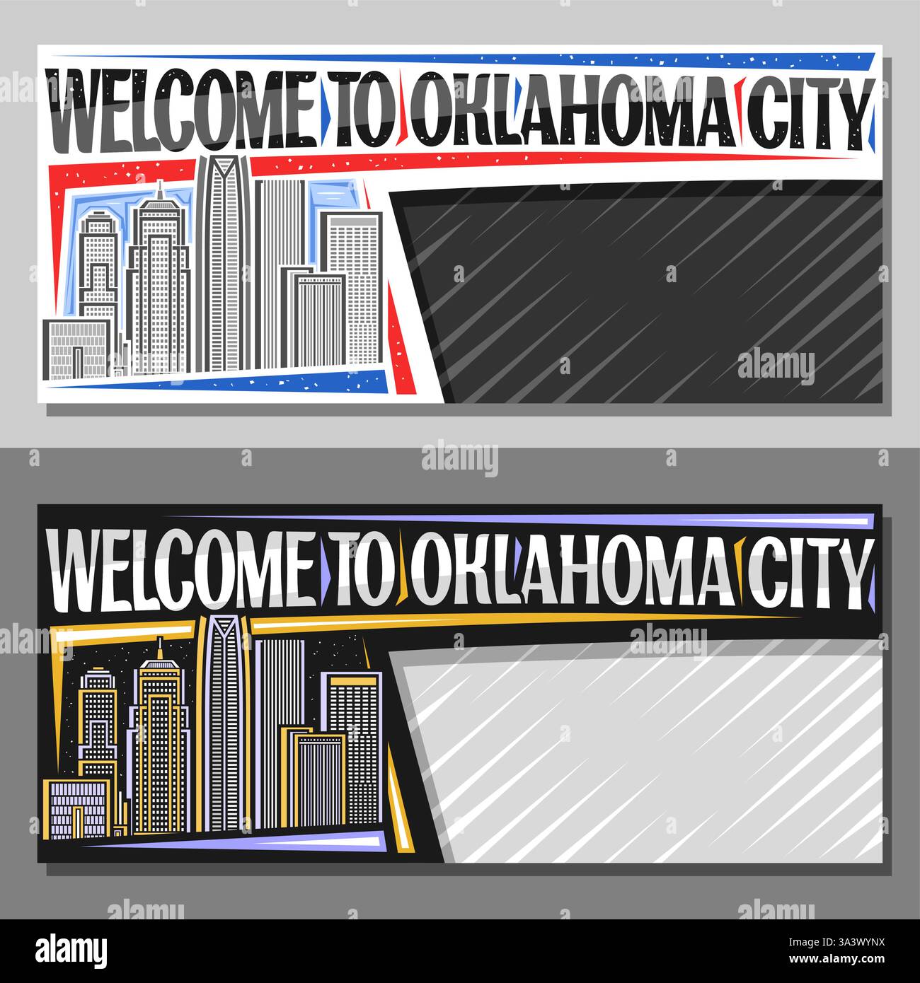 Vector layout for Oklahoma City with copy space, decorative ticket with ...