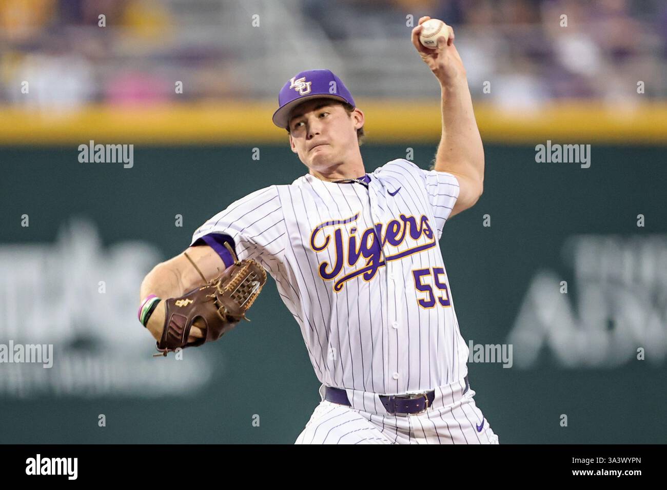 Baton Rouge, LA, USA. 15th Mar, 2025. LSU relief pitcher Conner Ware ...