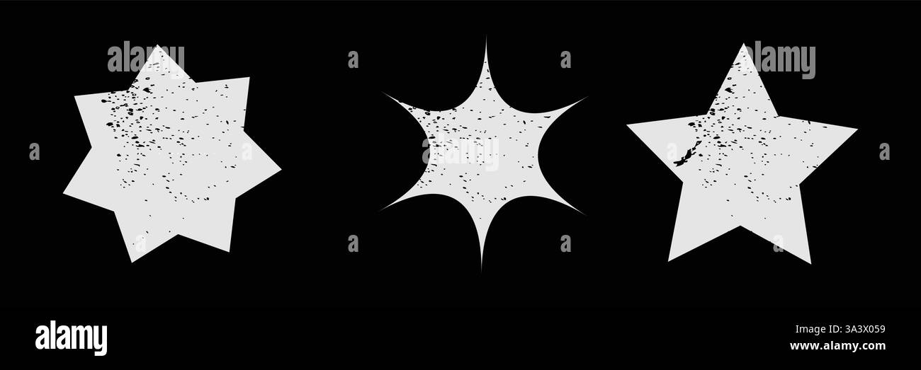 Grunge texture star icon collection of stars icons. Textured stars ...