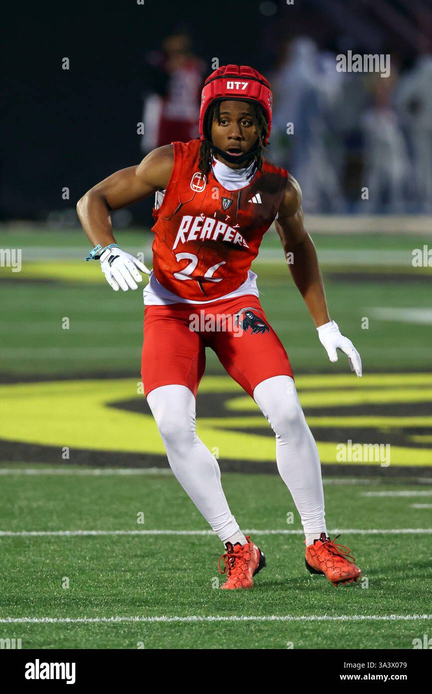 City Reapers defensive back Terrious Favors (26) is seen on the field ...