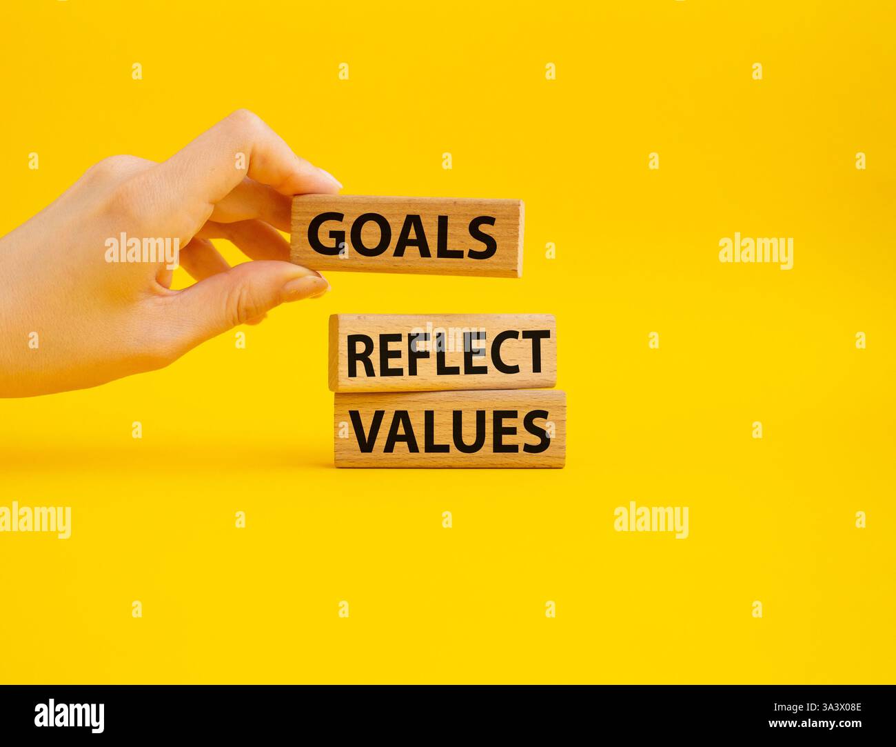 Goals reflect values symbol. Concept words Goals reflect values on ...