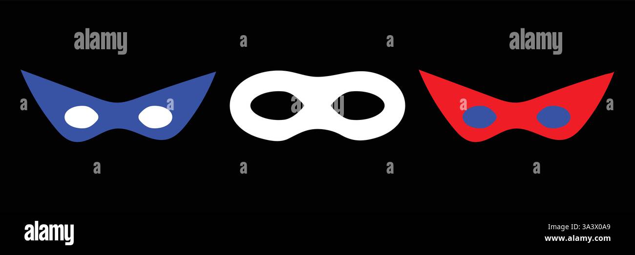 Hero mask characters vector flat icons. Hero cartoon mask and color ...