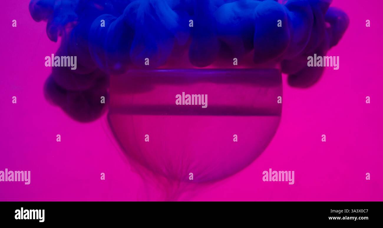 Smoke splash paint. Ball background. Defocused neon blue colorful fume ...