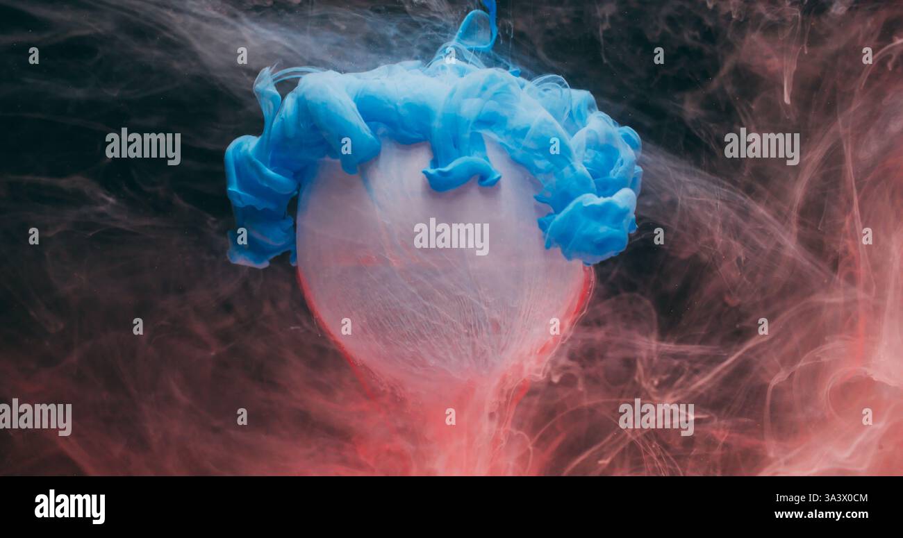 Round ball. Paint wave. Defocused blue white color smoke texture ...