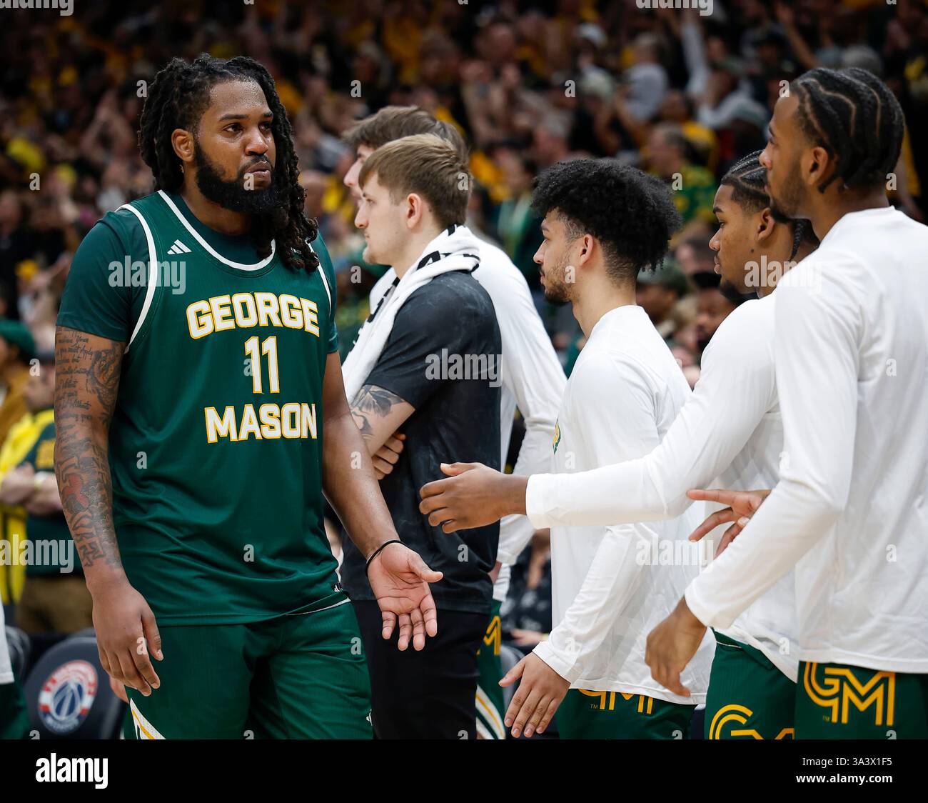 March 16, 2025: George Mason Patriots Forward (11) Jalen Haynes ...