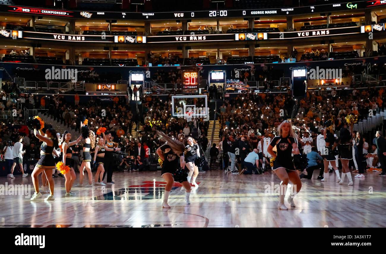 March 16, 2025: VCU cheerleaders perform before the A10 Men's ...