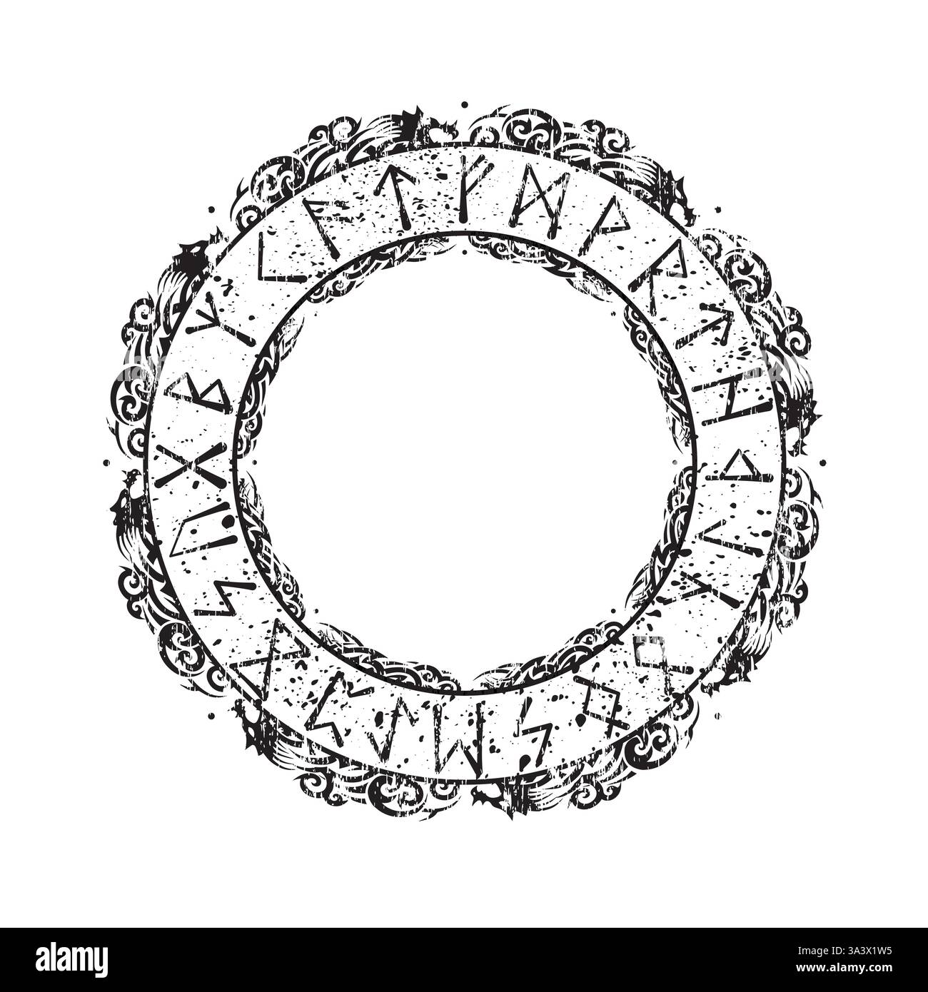Runic frame ancient circle hi-res stock photography and images - Alamy
