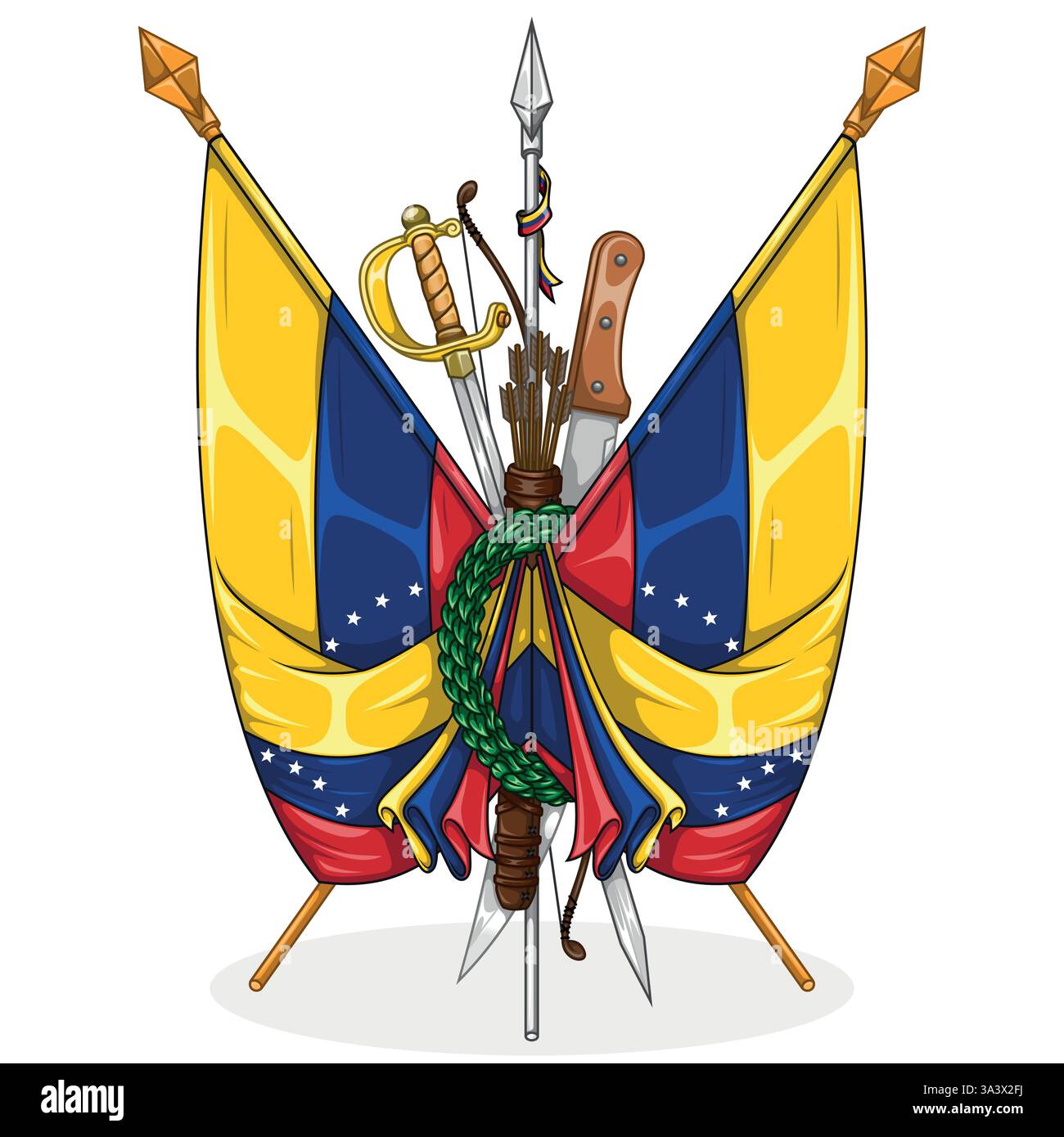 Flag of Venezuela with independence weapons, Venezuela independence ...