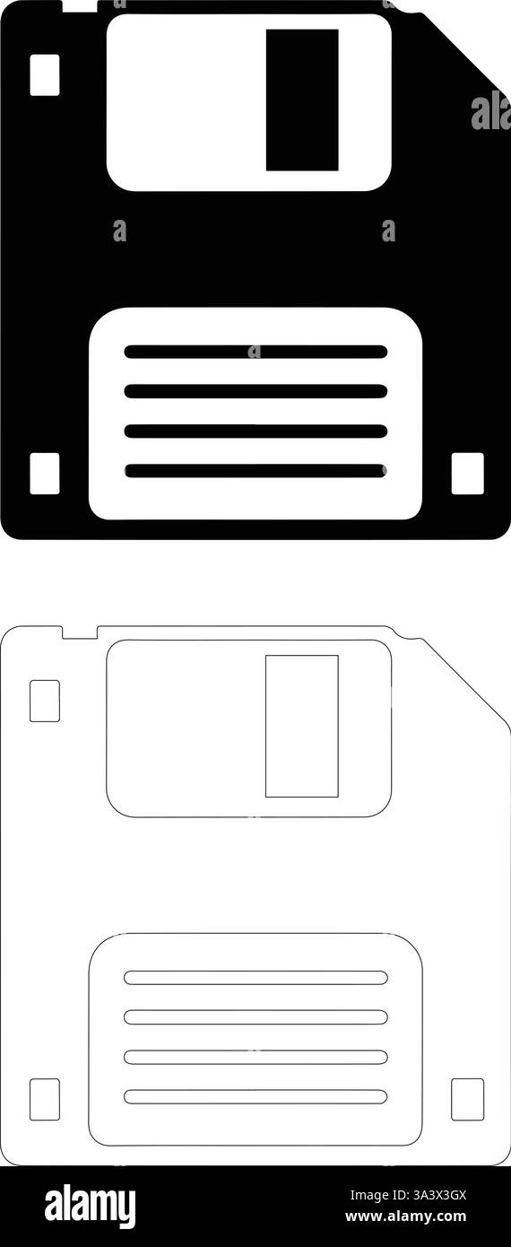 Floppy Disk Save sign symbol logo icon with black color fill and outline Stock Vector Image ...
