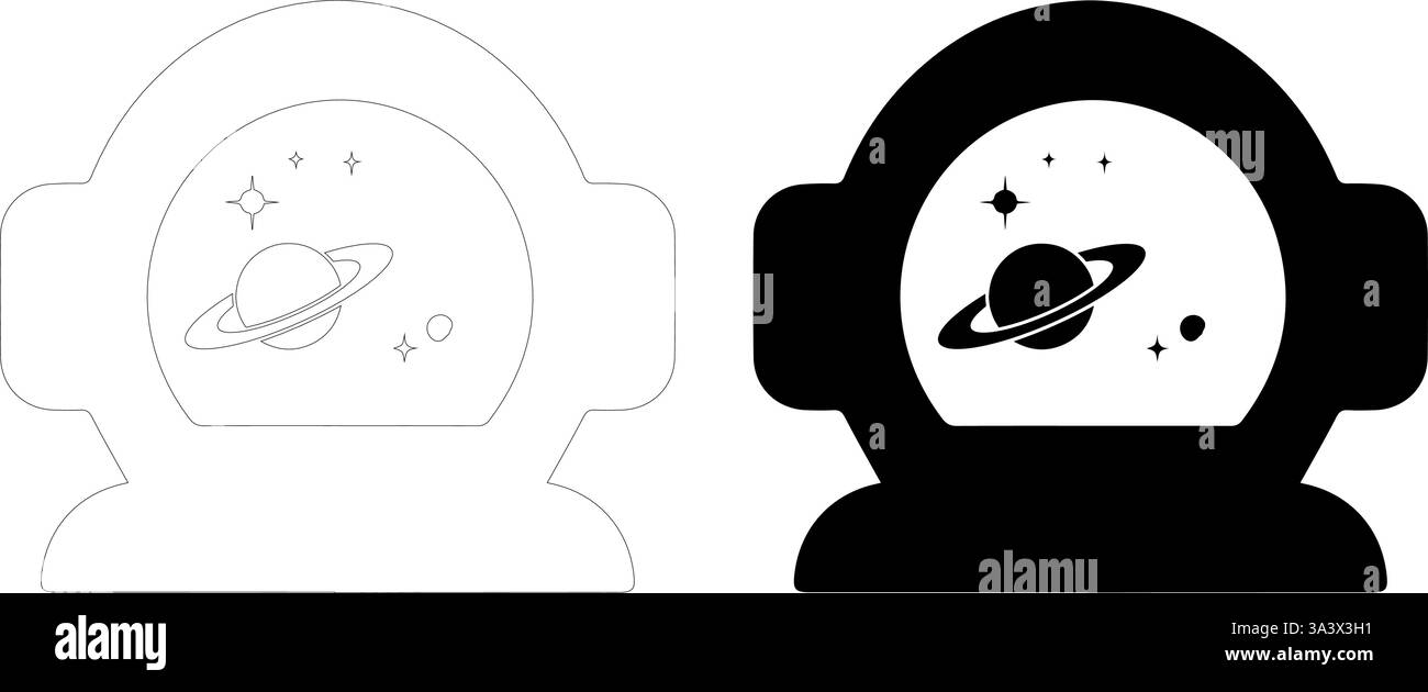 Space Helmet Reflection sign symbol logo icon with black color fill and ...
