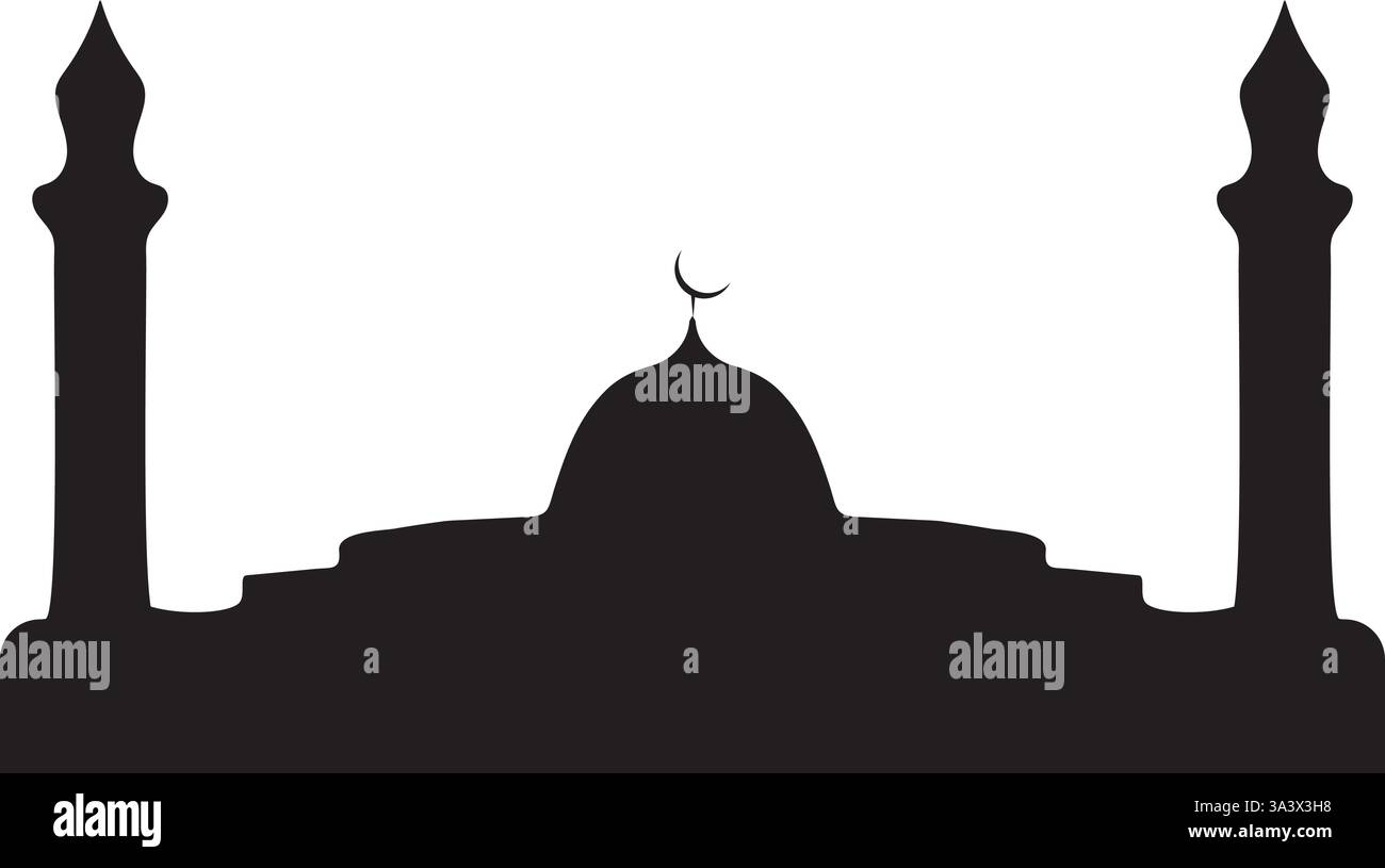 Mosque with black color isolated on white transparent background Stock ...