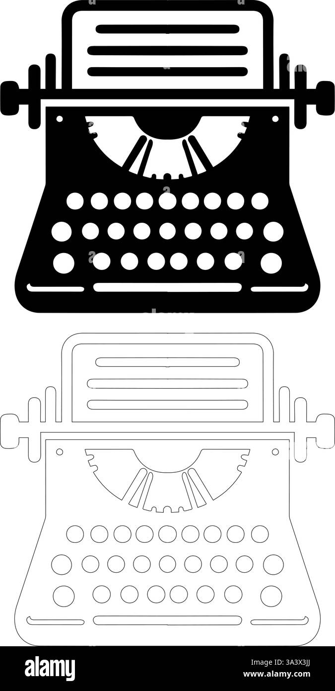 Classic Typewriter sign symbol logo icon with black color fill and ...