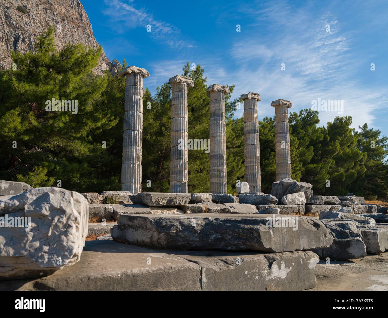 Temple of Athena in the ruins of Priene. Historical antic heritages of ...